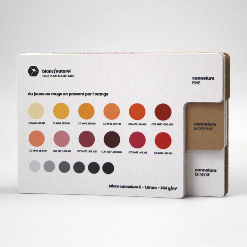 Nuancier couleurs et épaisseur du carton ondulé